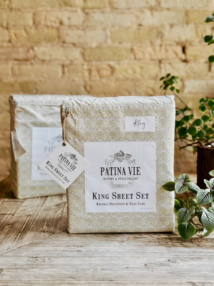 Patina Vie Celadon Wrinkle Resistant & Easy Care Sheet Set, King